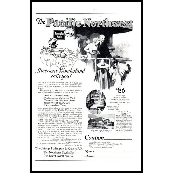 Pacific Northern | Art | 924 Pacific Northwest Railroad Vintage Print ...